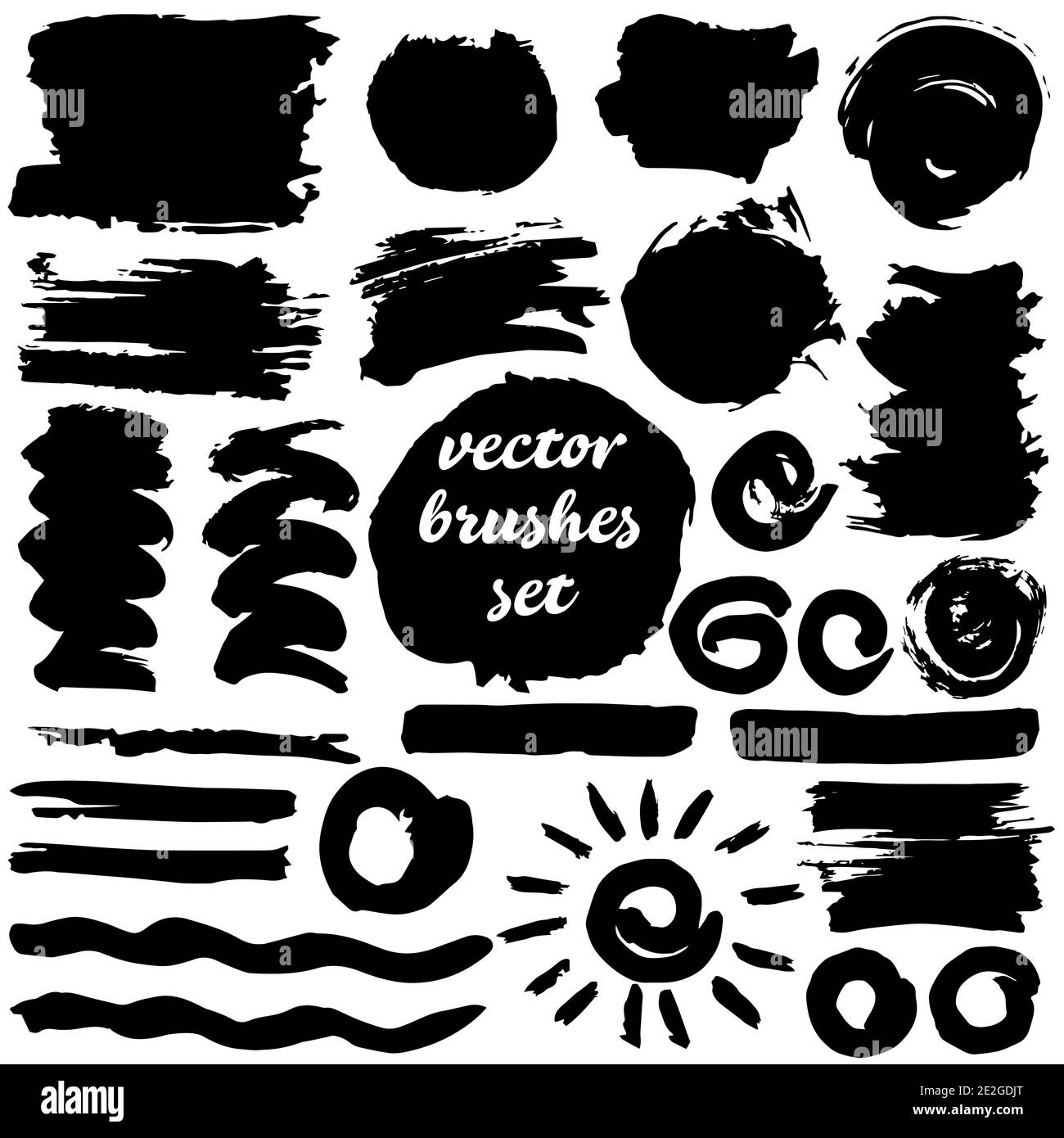 Large set of strokes, brushes, dots, inks, strokes and lines. Vector ...