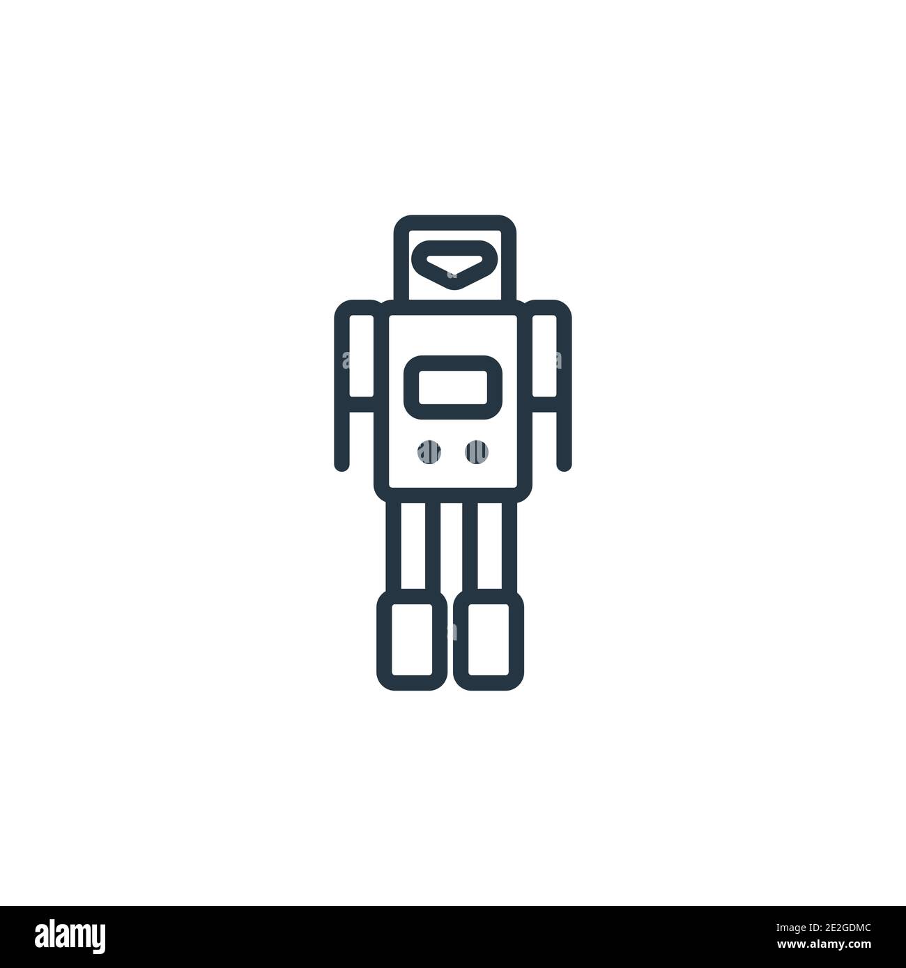 Military robot machine outline vector icon. Thin line black military ...