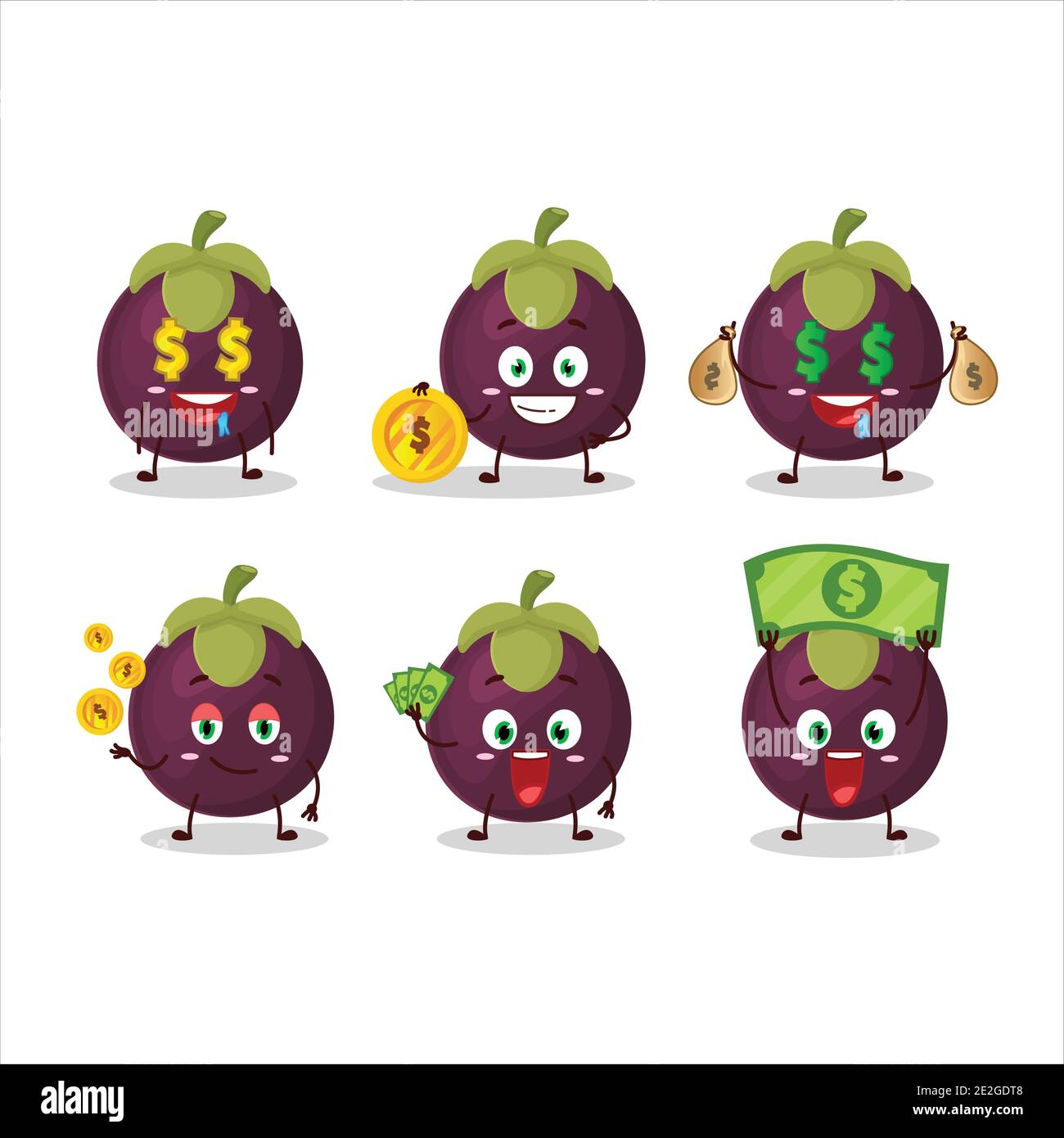 Mangosteencartoon character with cute emoticon bring money. Vector ...