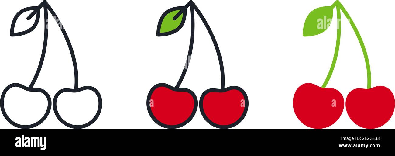 Cherry icon. Linear color icon, contour, shape, outline. Thin line ...