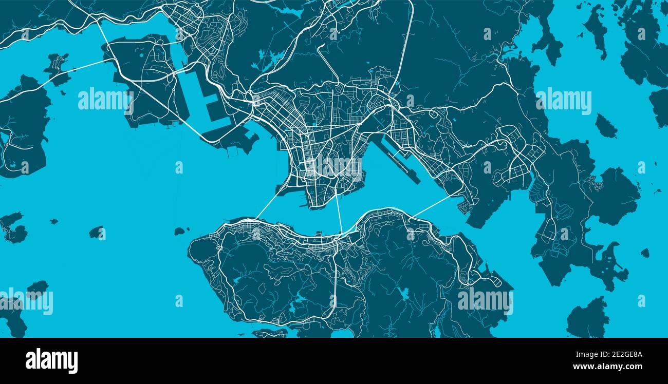 Detailed map of Hong Kong city administrative area. Royalty free vector ...