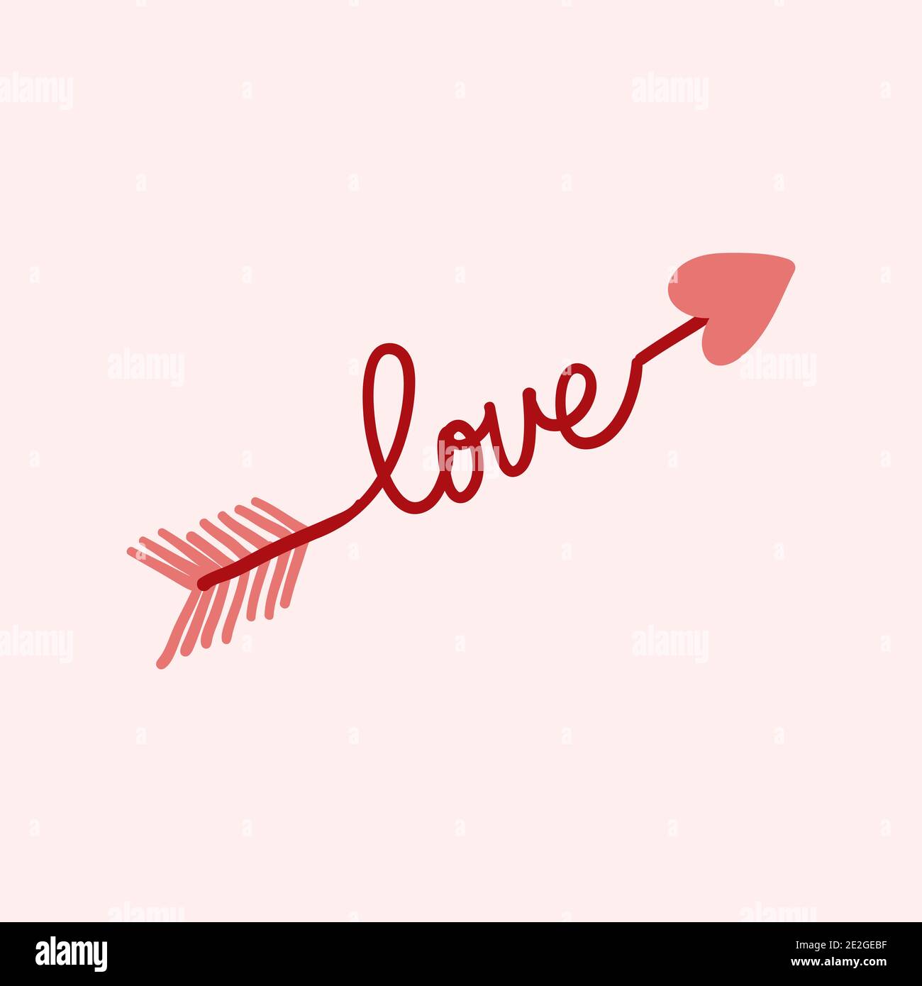 Valentines Day theme doodle Vector icon of hand drawn arrow with heart ...