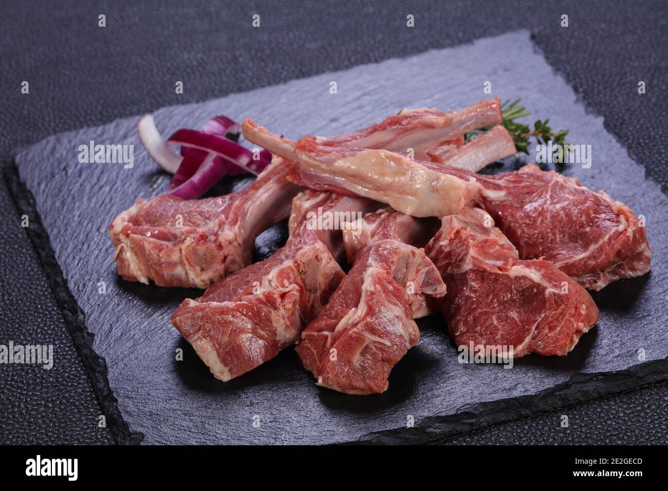 Raw rack of lamb ready for grill Stock Photo - Alamy