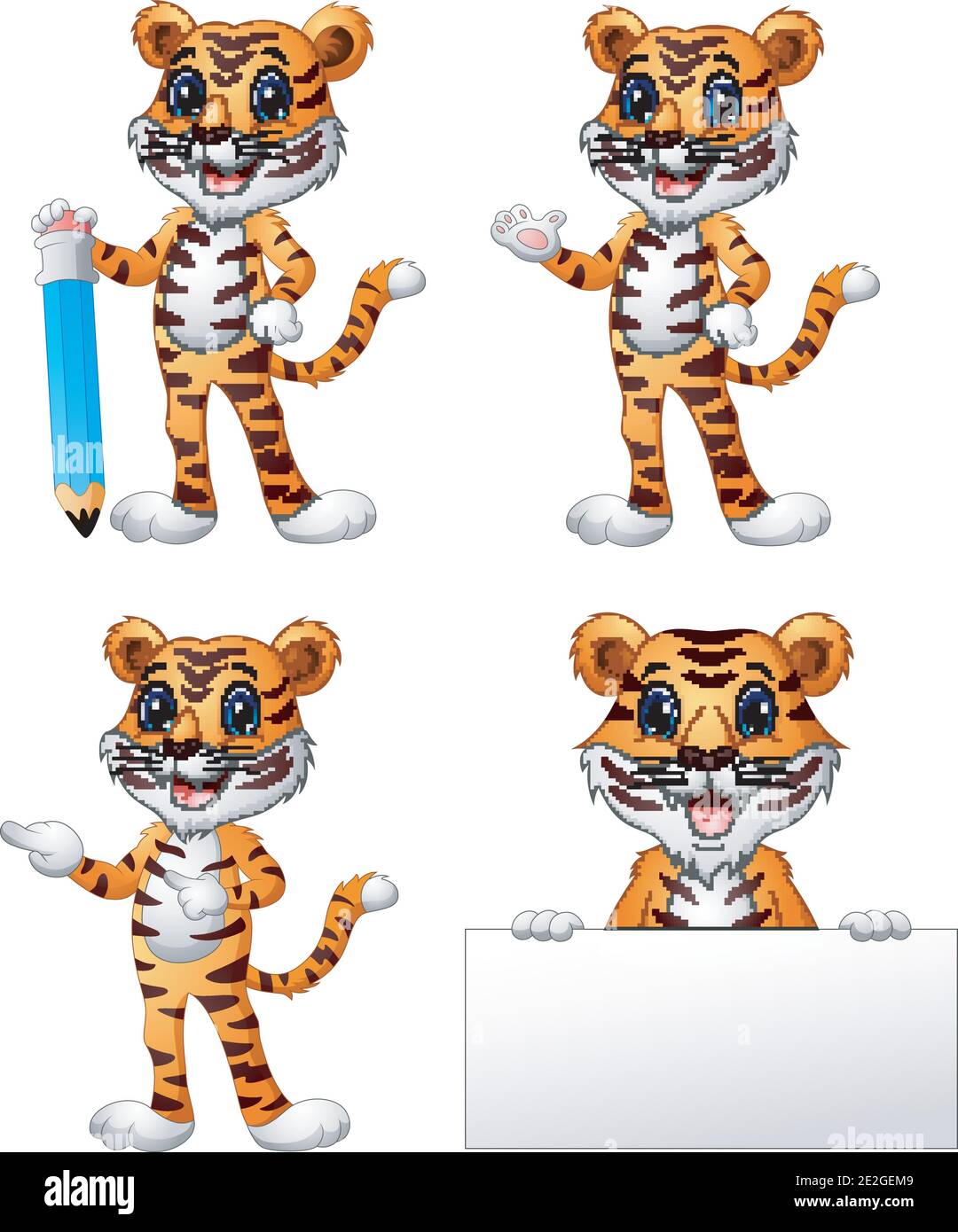 Vector illustration of Set of tiger cartoon Stock Vector Image & Art ...