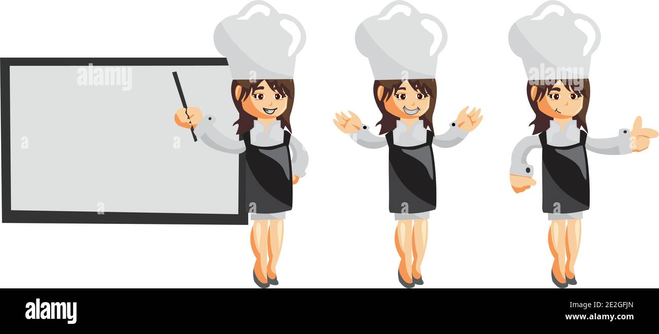 Chef Woman character Mascot creation Illustration Template Pose Set ...
