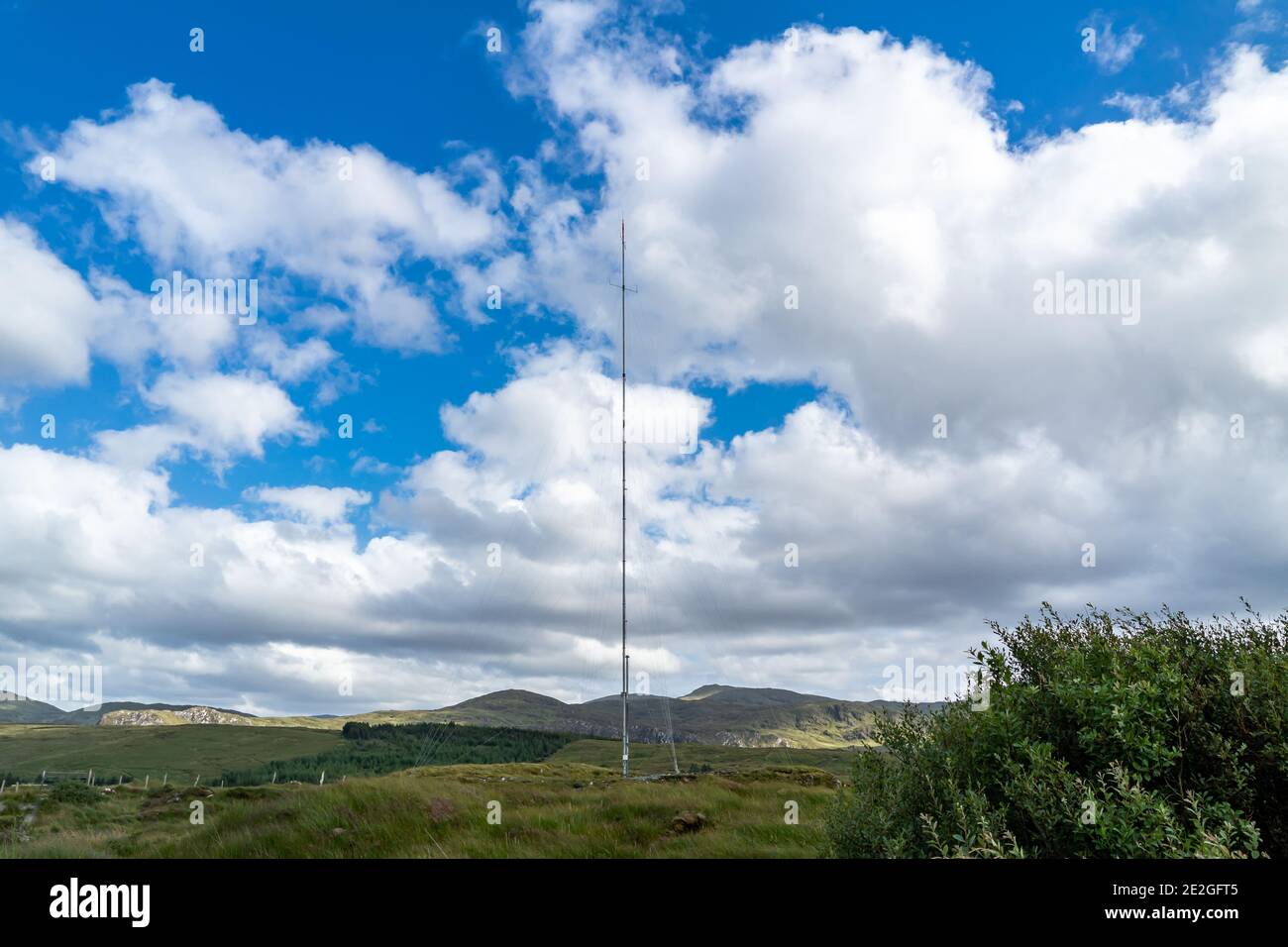 Street view of transmitter tower on an agricultural field in the irish ...