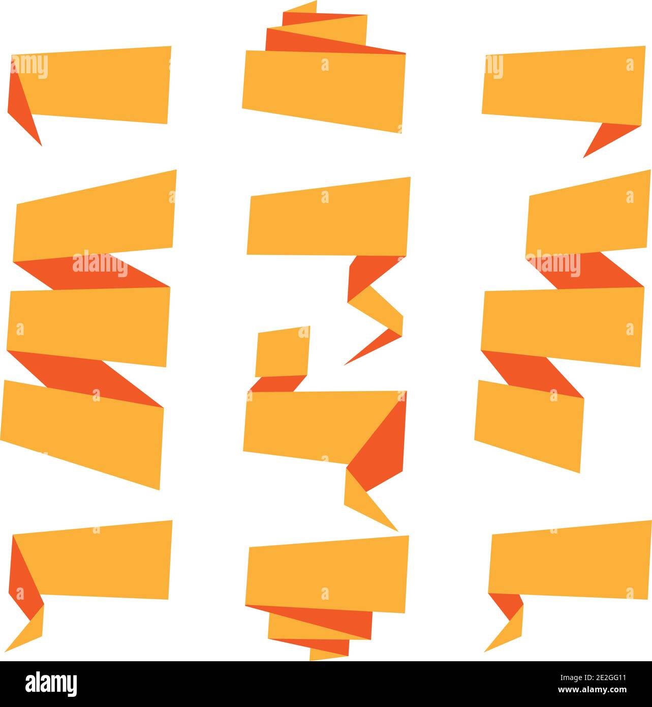 Folded ribbon banner set. Collection of orange label templates. Vector ...