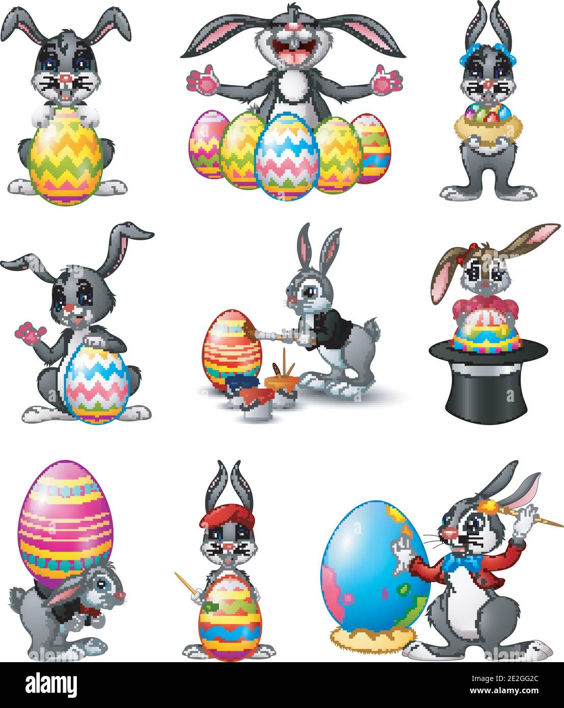 Cute Easter Bunnies set Stock Vector Image & Art - Alamy