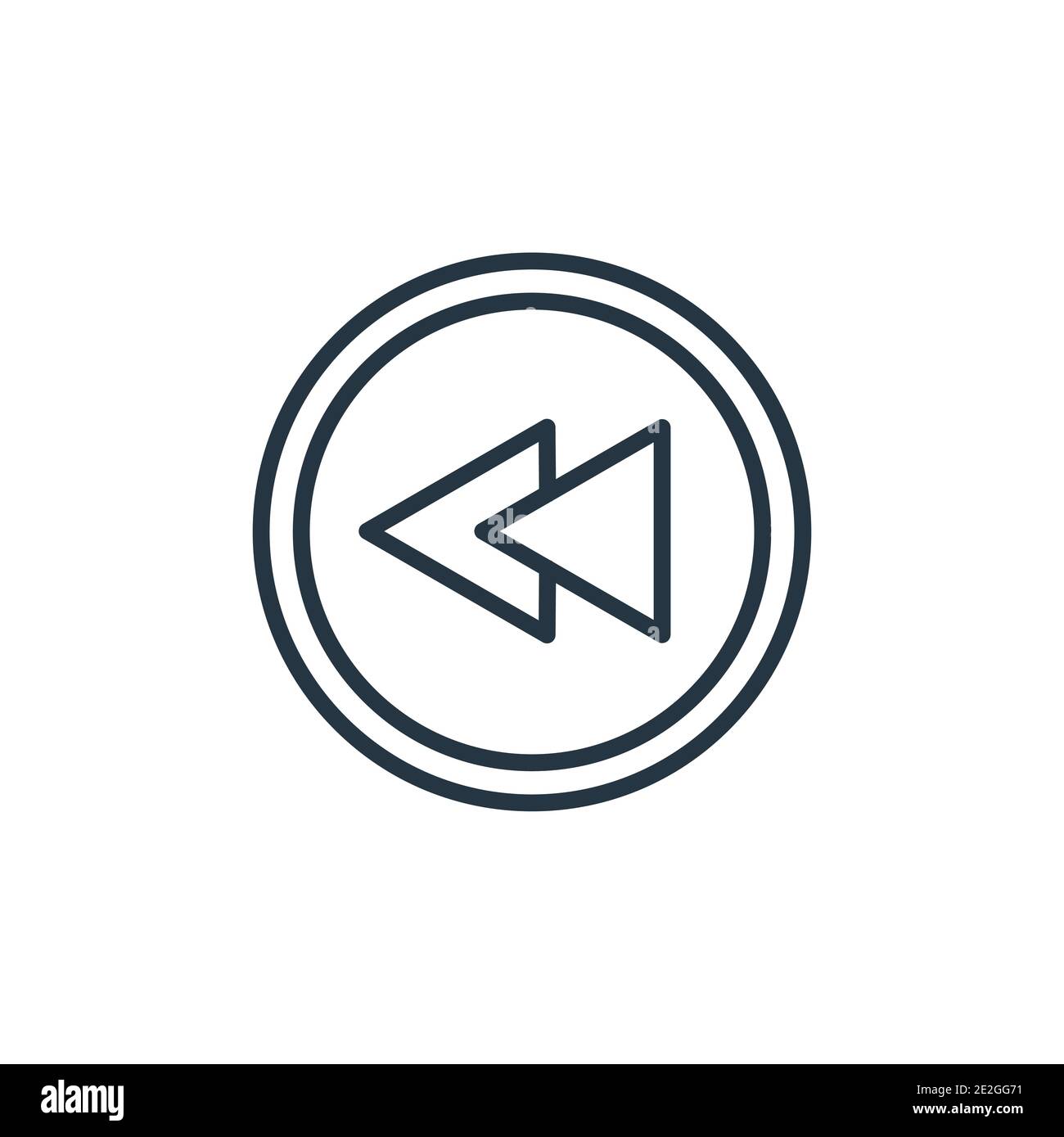 Rewind outline vector icon. Thin line black rewind icon, flat vector ...