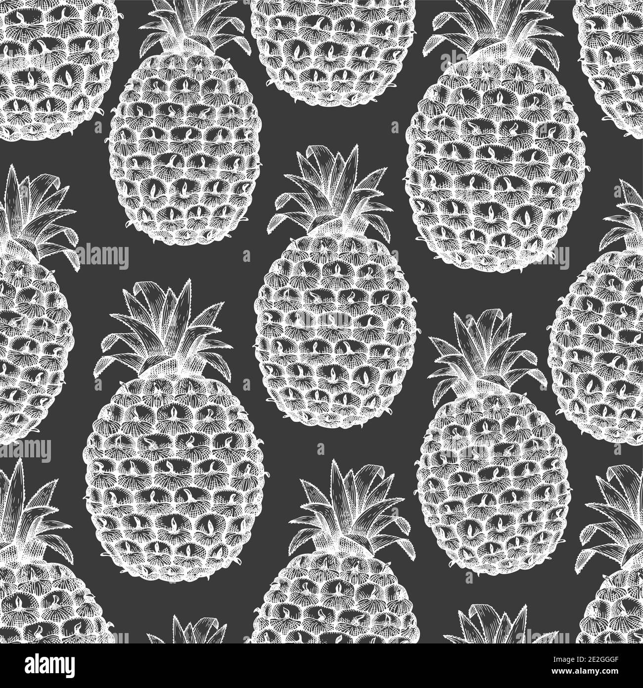 Hand drawn sketch style pineapple seamless pattern. Organic fresh fruit ...