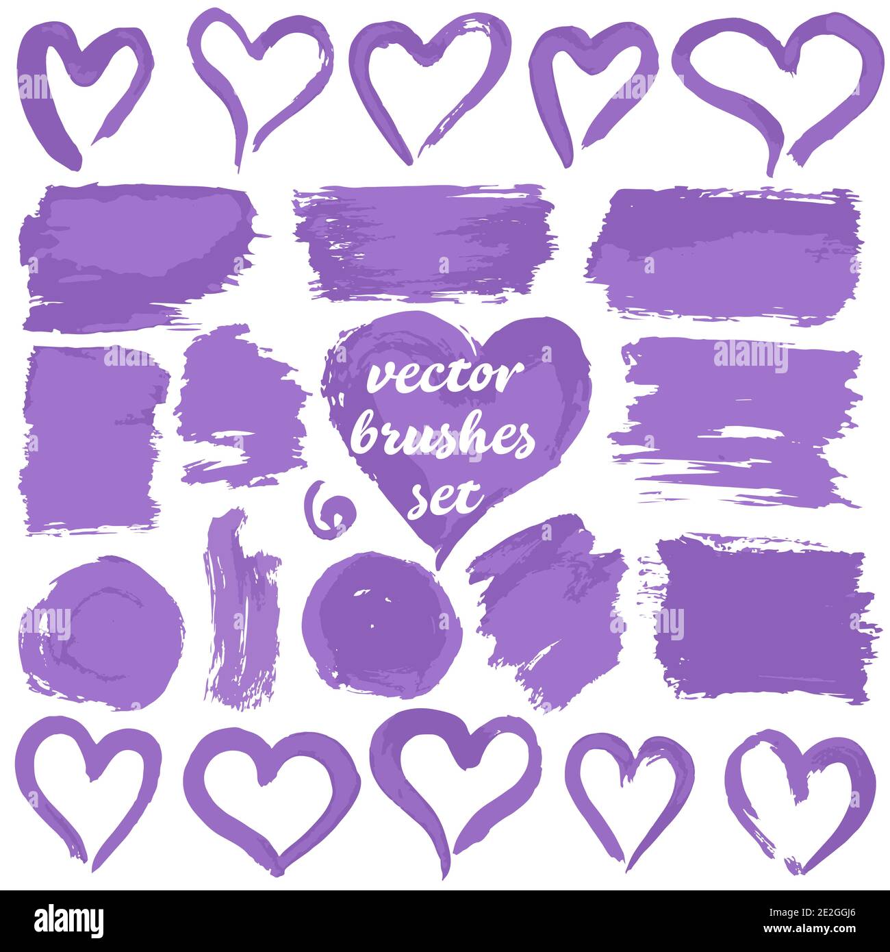 Large set of two-color strokes, brushes, dots. Collection of dirty ...