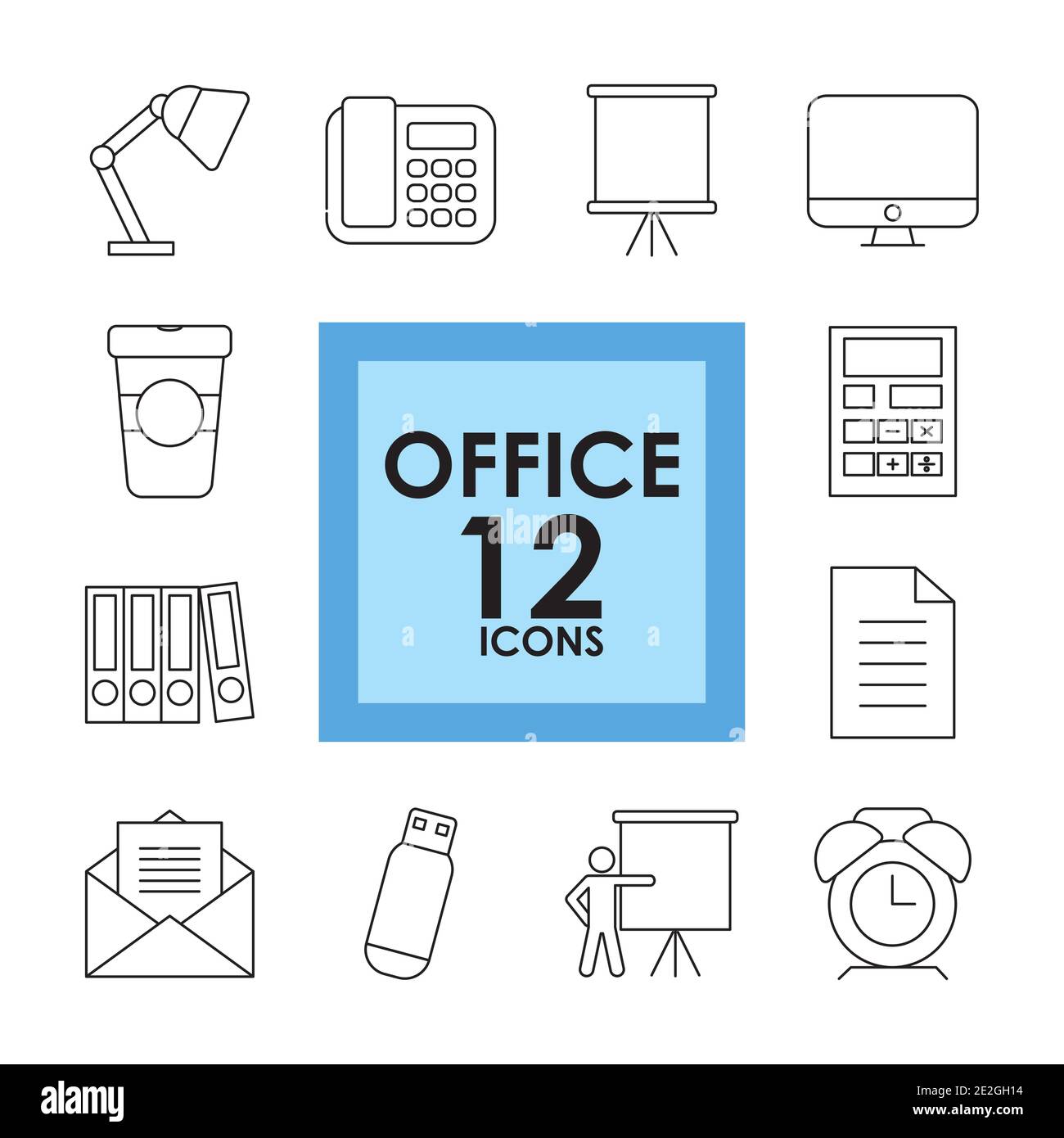 icon set of office over white background, line style, vector ...