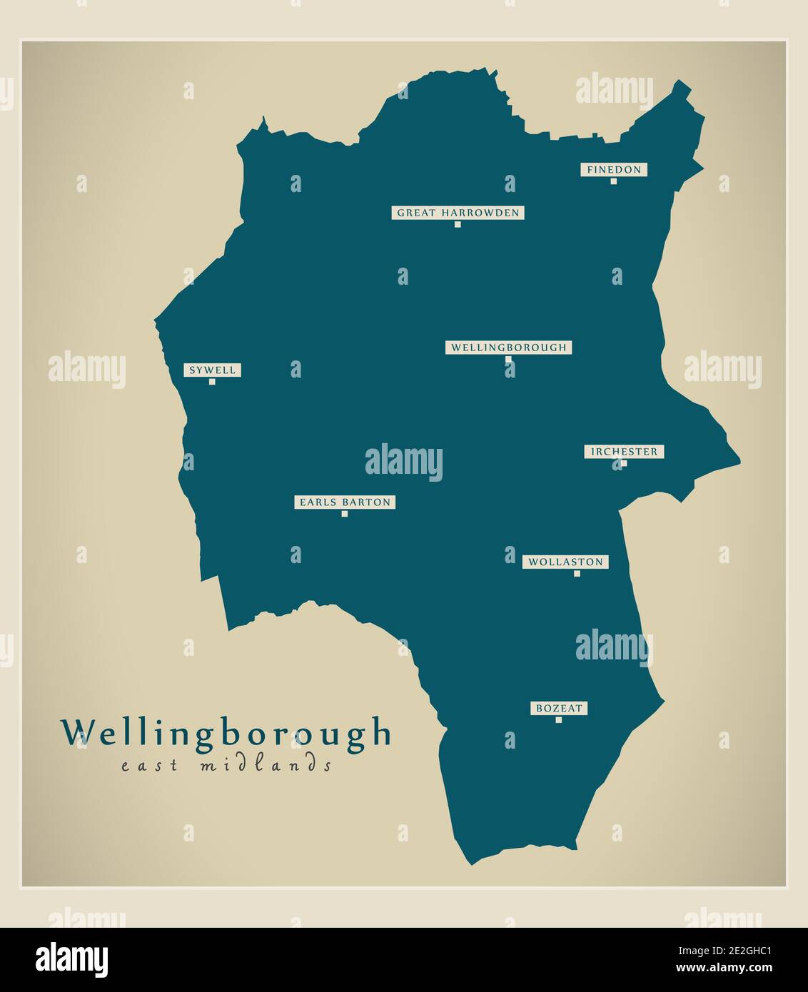 Wellingborough district map - England UK Stock Vector Image & Art - Alamy