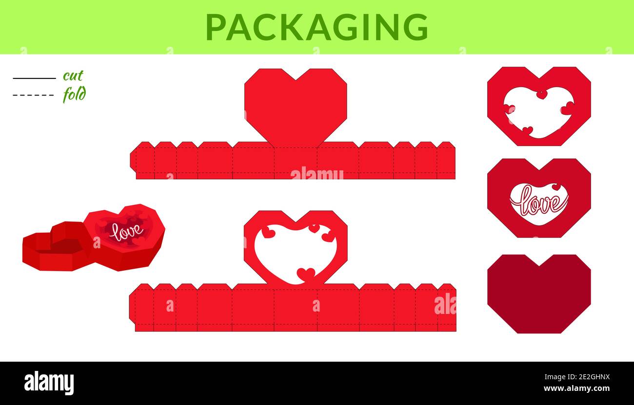 Heart gift box template for Valentine's day, birthdays, baby showers ...