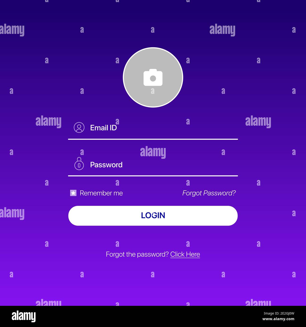 Sign In Screen Violet Gradient UI Concept. Authorization Login Form ...