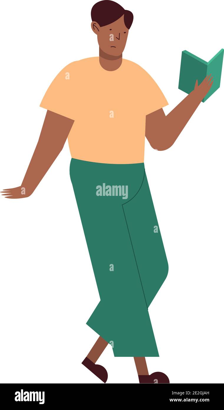 Black man reading a book design, Education literature and read theme ...