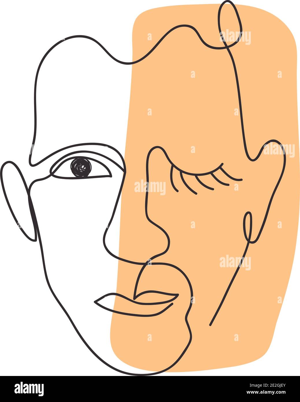 hand drawn modern abstract face over white background, colorful design ...