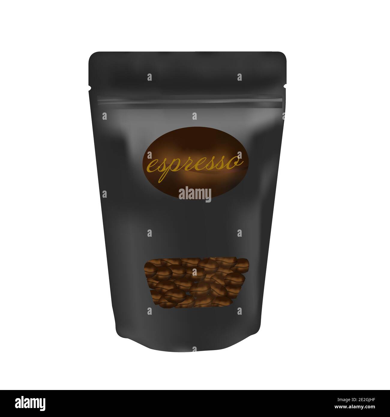 Black packaging aluminum foil zipper coffee beans pouch bag. Vector ...