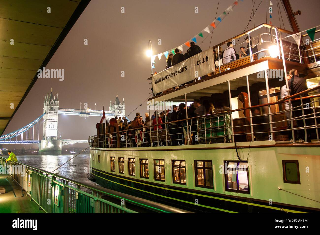 Thames boat party on board the Waverley, London Stock Photo - Alamy
