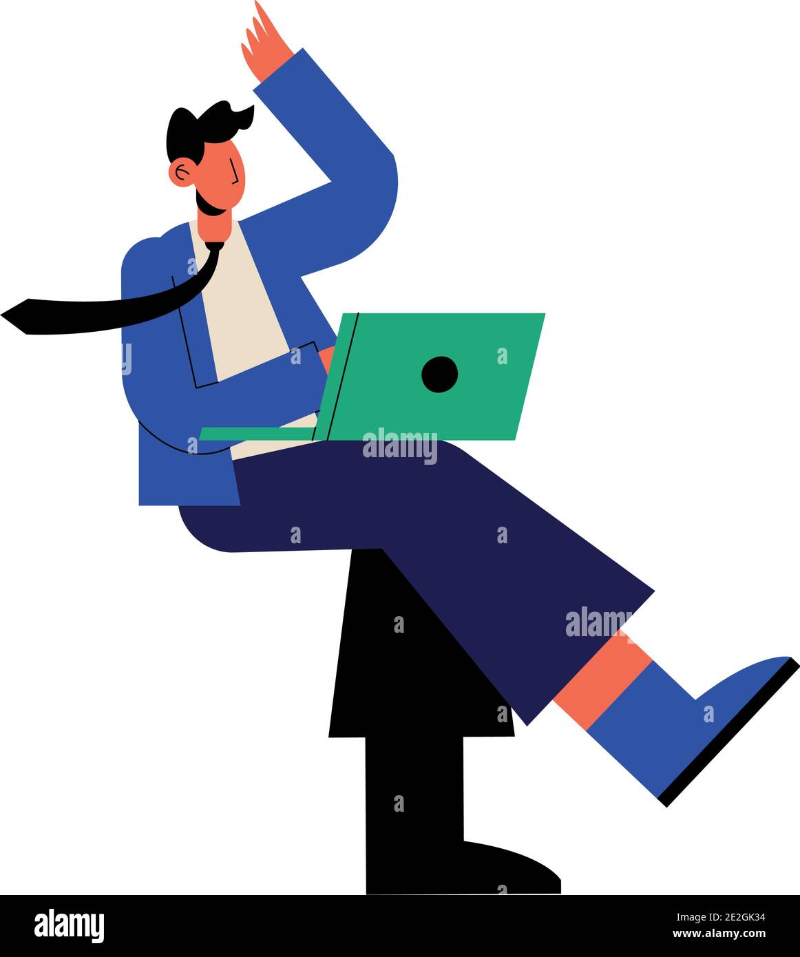 Man cartoon sitting with laptop design, Digital technology and ...