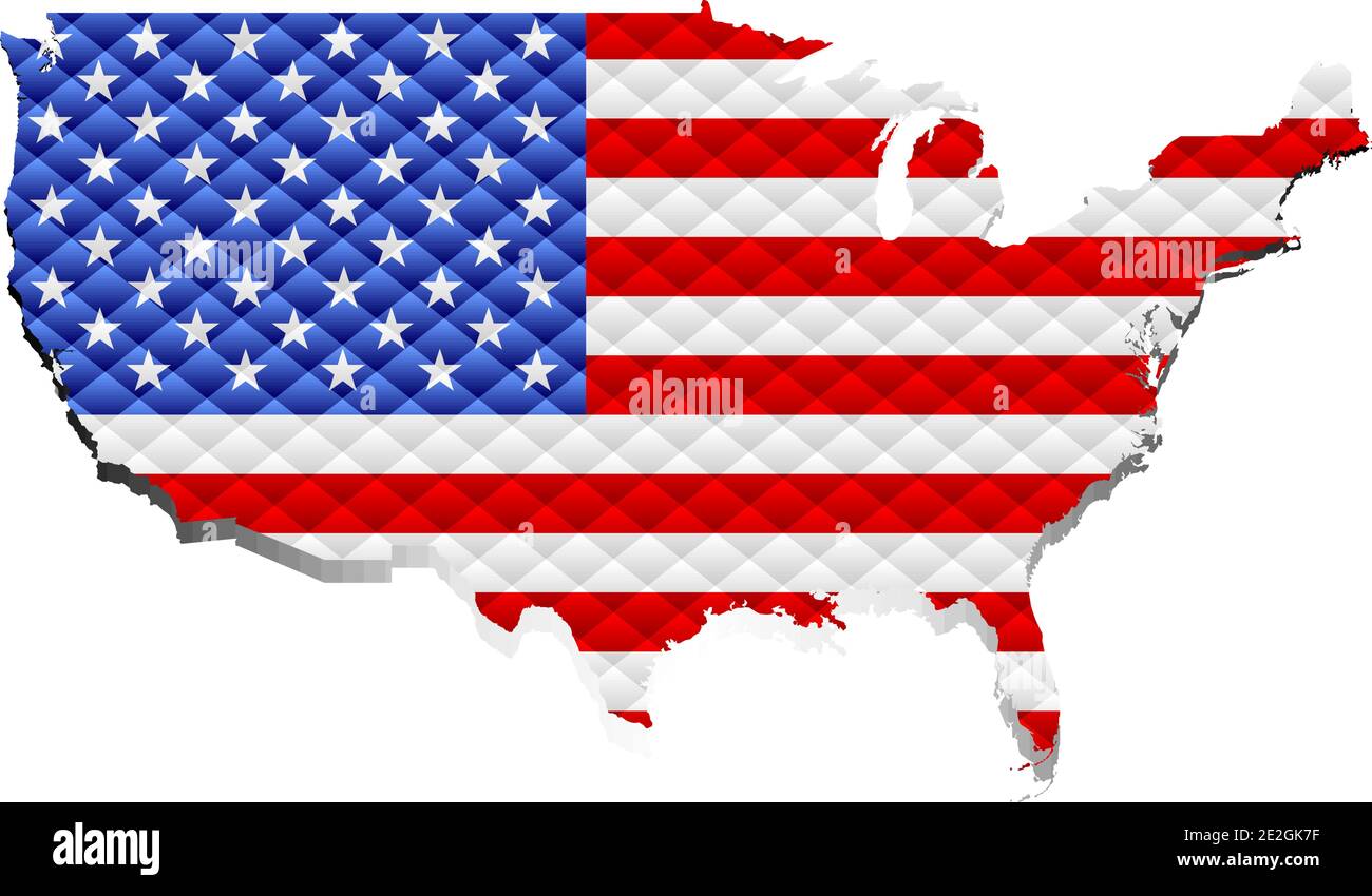 Mosaic Map of the USA - Illustration, Three Dimensional Map of USA ...