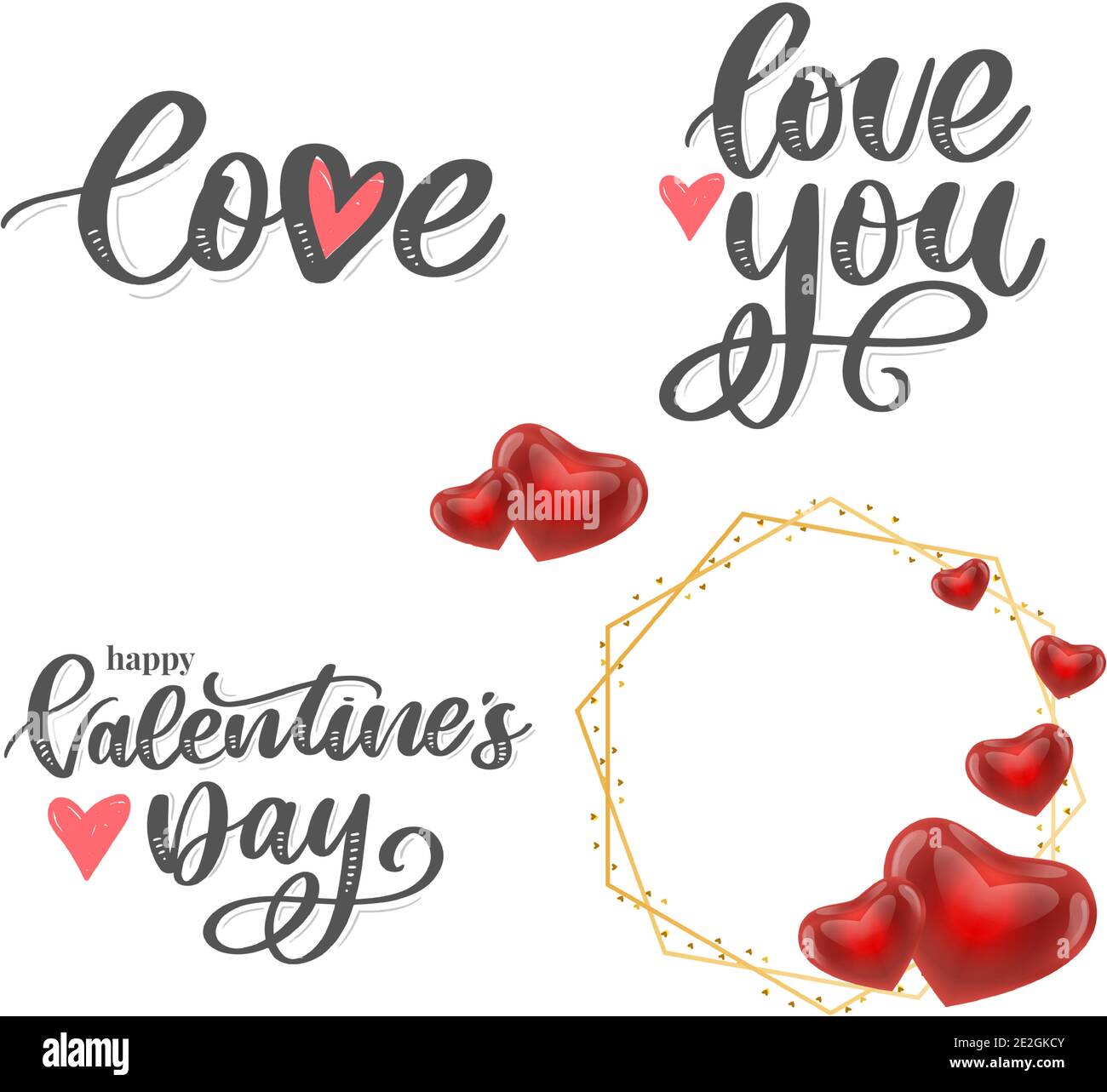 Vector elements for Valentine's day design elements. Typography poster ...