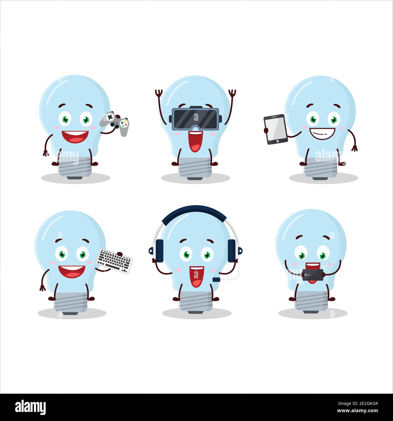 Halogen cartoon character are playing games with various cute emoticons ...
