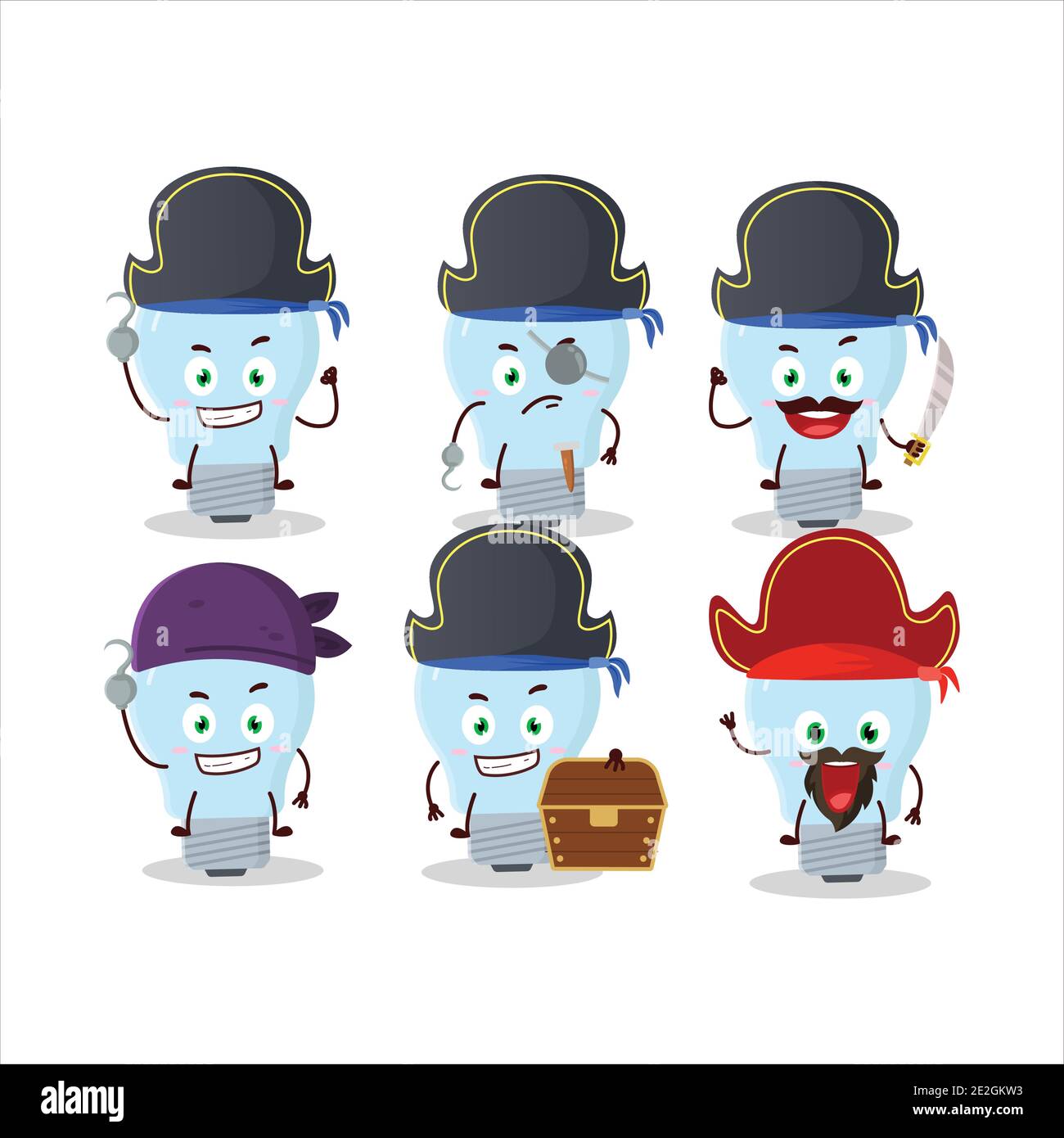 Cartoon character of halogen with various pirates emoticons. Vector ...