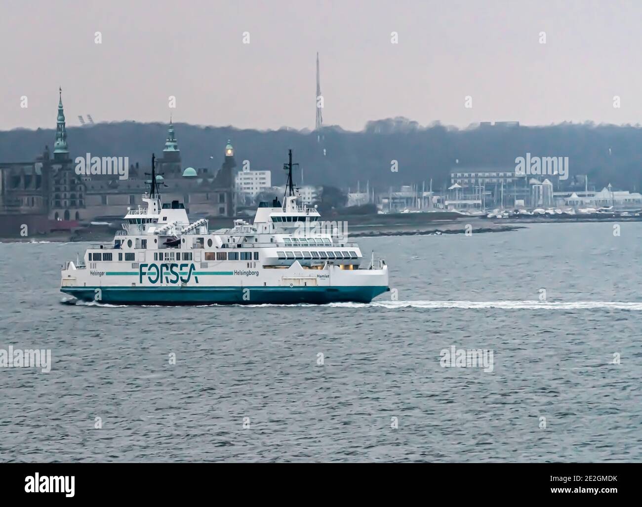 Forsea ferry enroute, sailing between Helsingor and Helsingborg Stock ...
