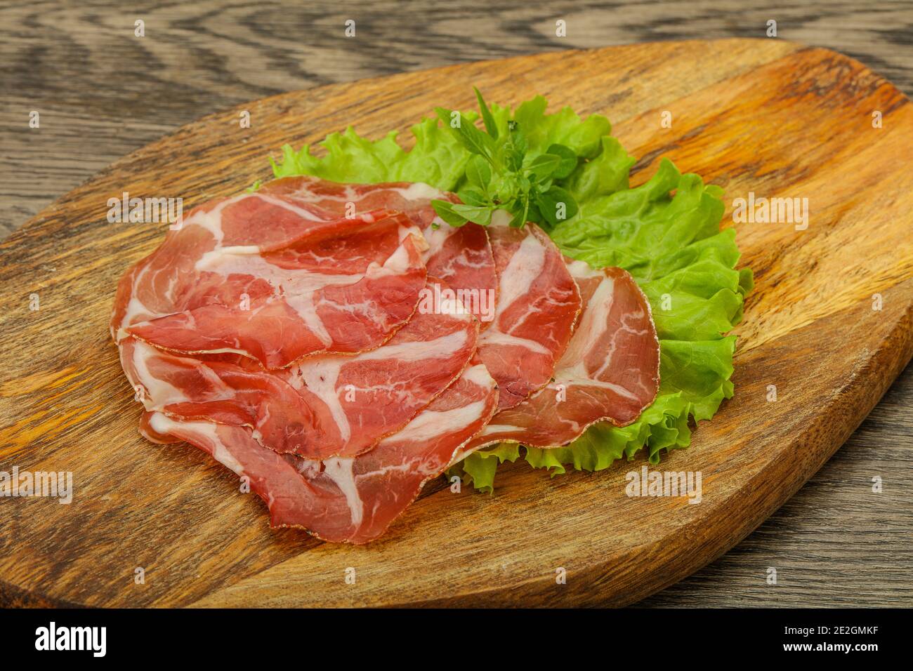 Delicous Smoked pork neck slices snack Stock Photo - Alamy