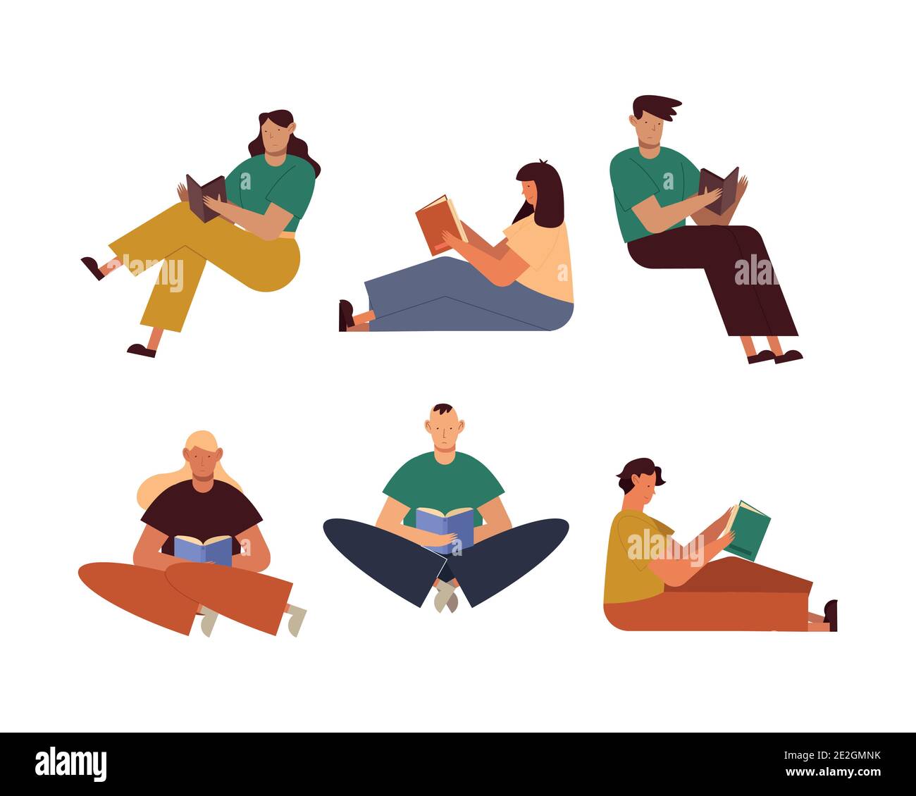 People reading a book icon set design, Education literature and read ...