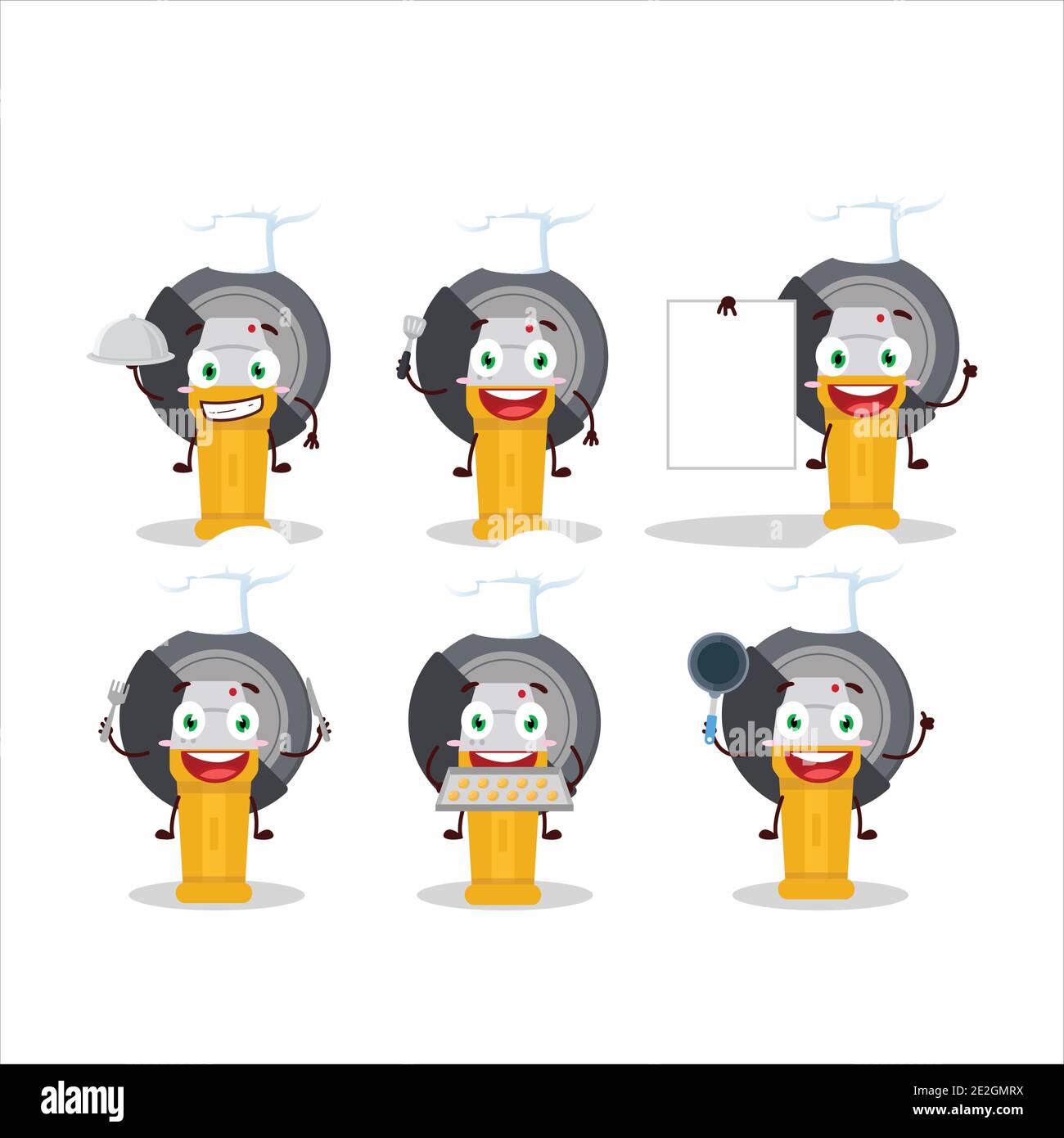Cartoon character of grinder with various chef emoticons. Vector ...