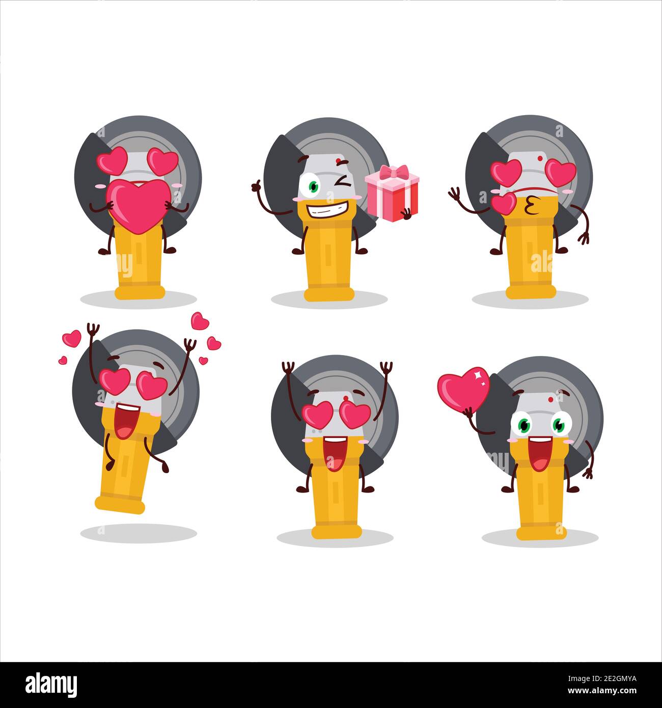 Grinder cartoon character with love cute emoticon. Vector illustration ...