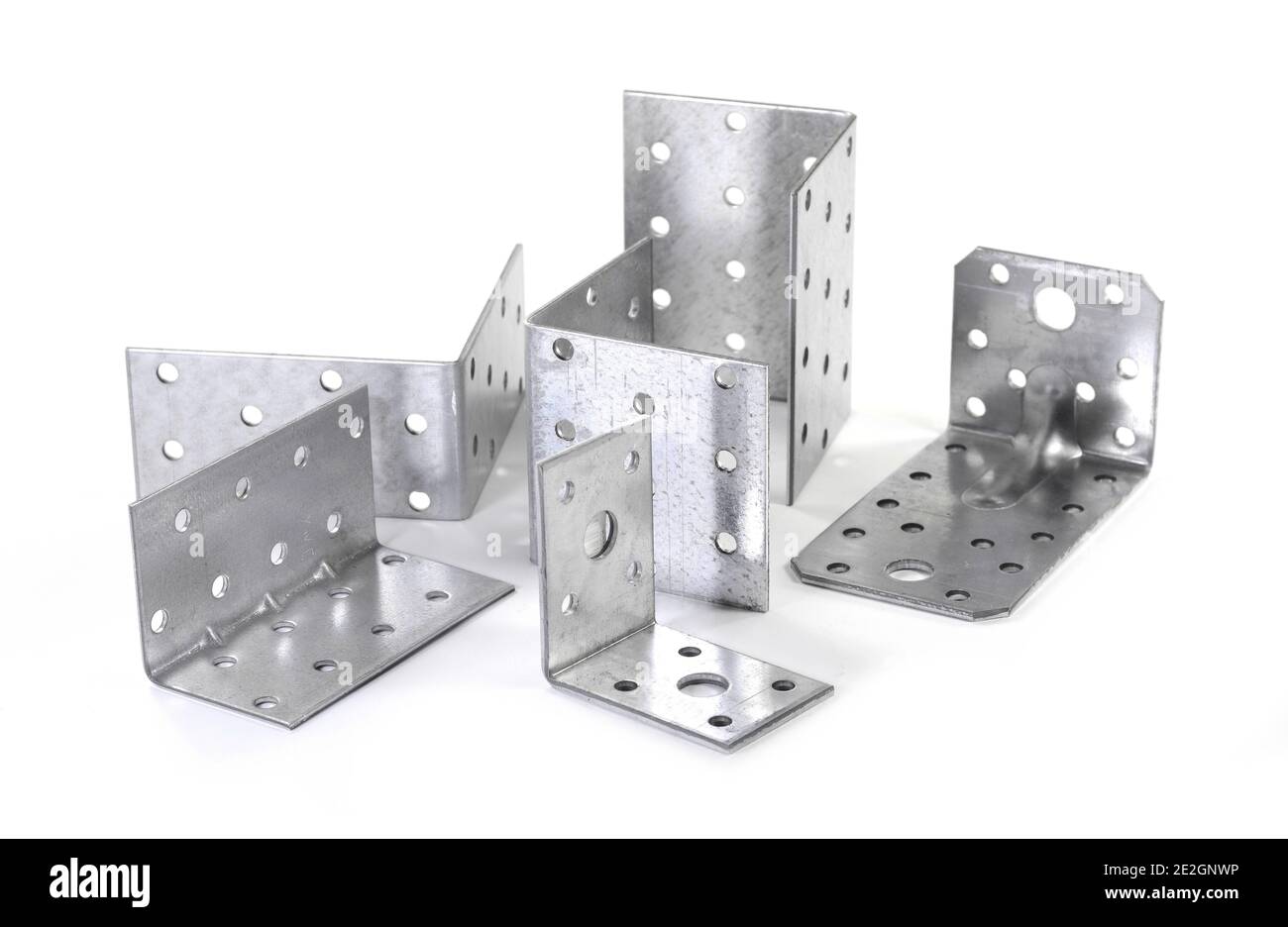 Mounting angle metal brackets isolated on white background Stock Photo ...
