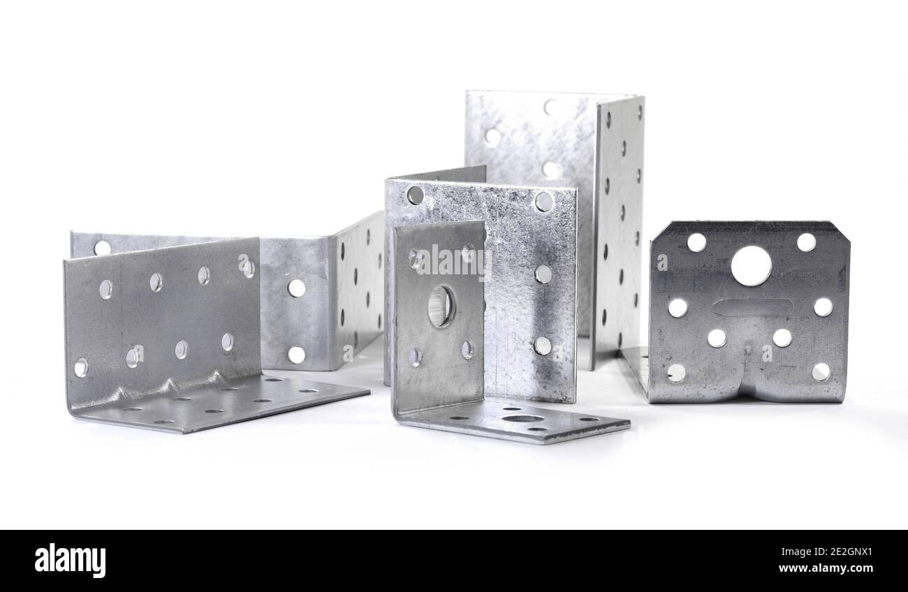 Mounting angle metal brackets isolated on white background Stock Photo ...