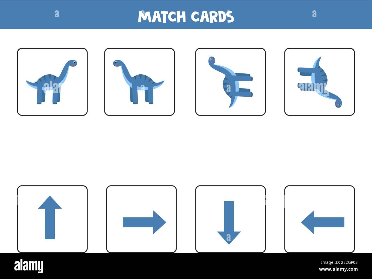 Spatial orientation with cute dinosaur. Left, right, up or down ...