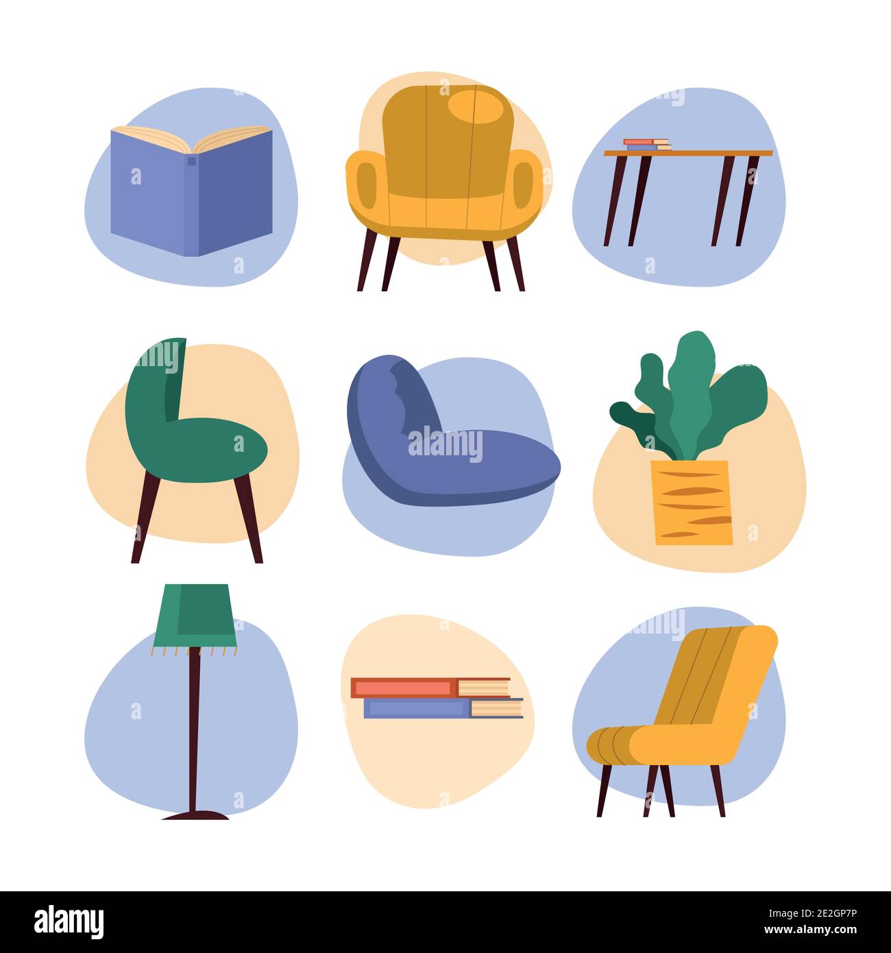 home and book icon set design, room and decoration theme Vector ...