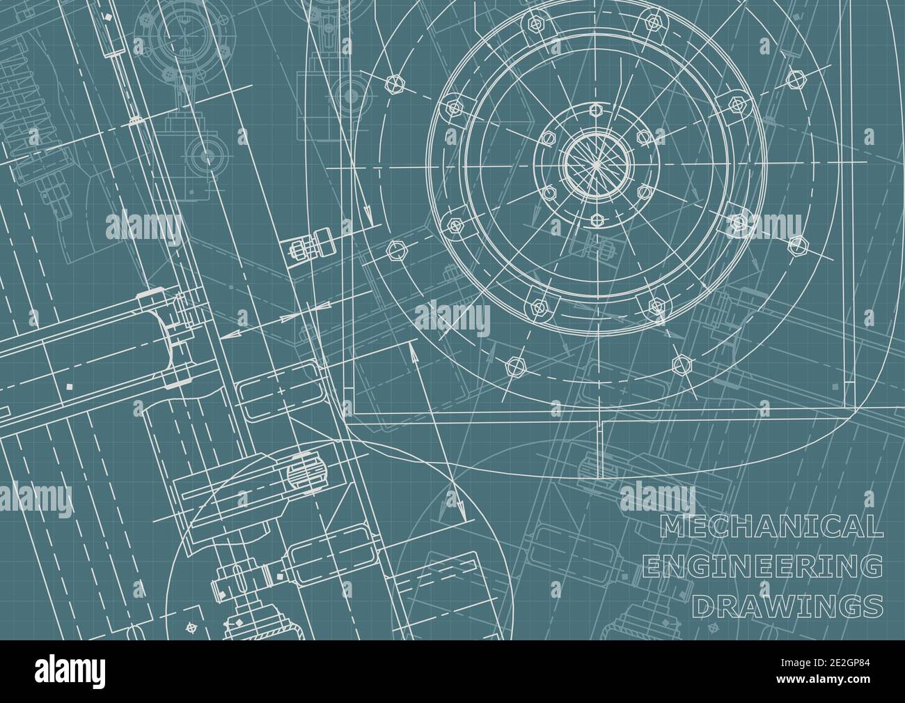 Vector banner. Engineering drawings. Mechanical instrument making ...