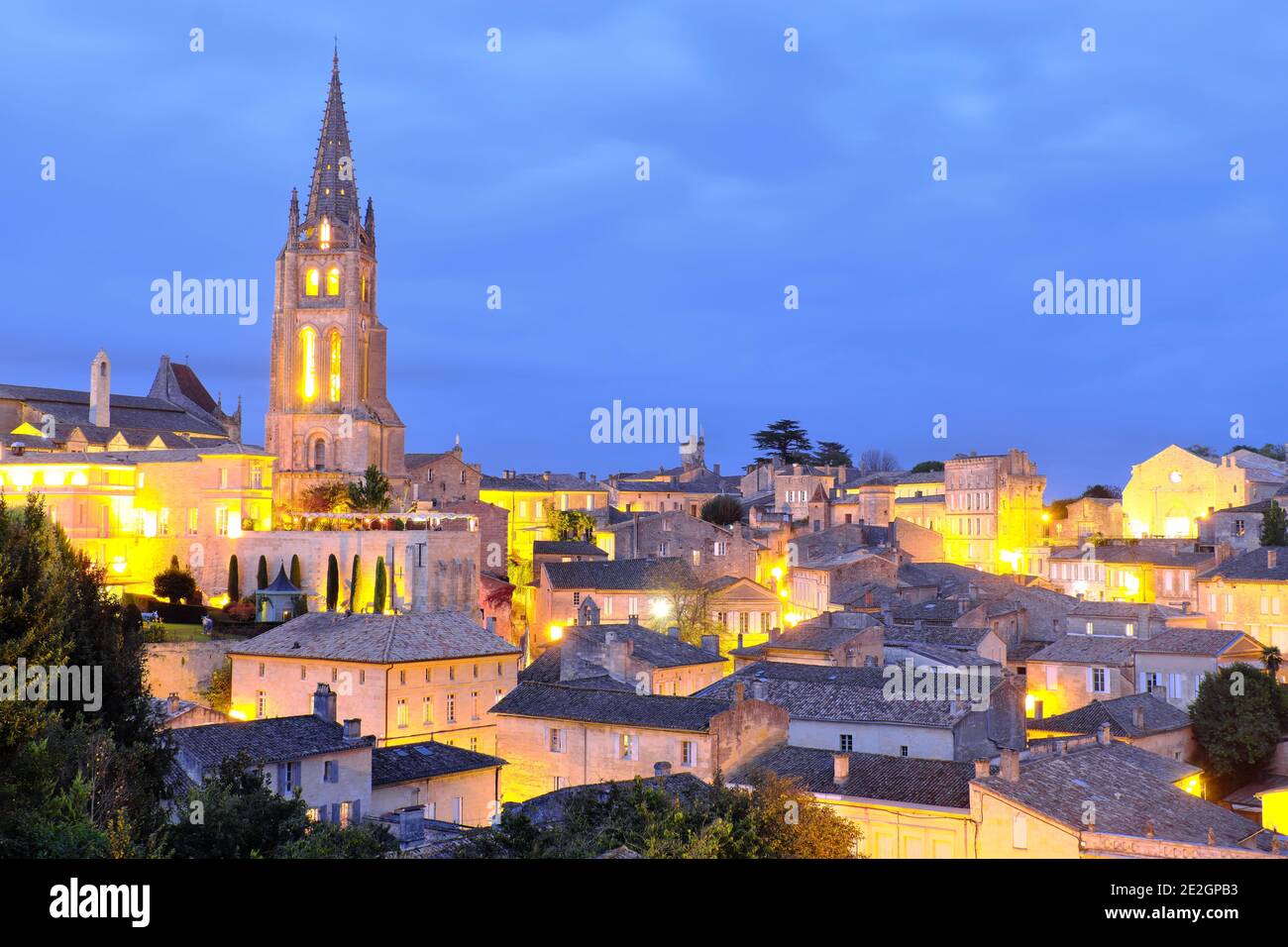 The village of Saint-Emilion in the area of Bordeaux (south-western ...