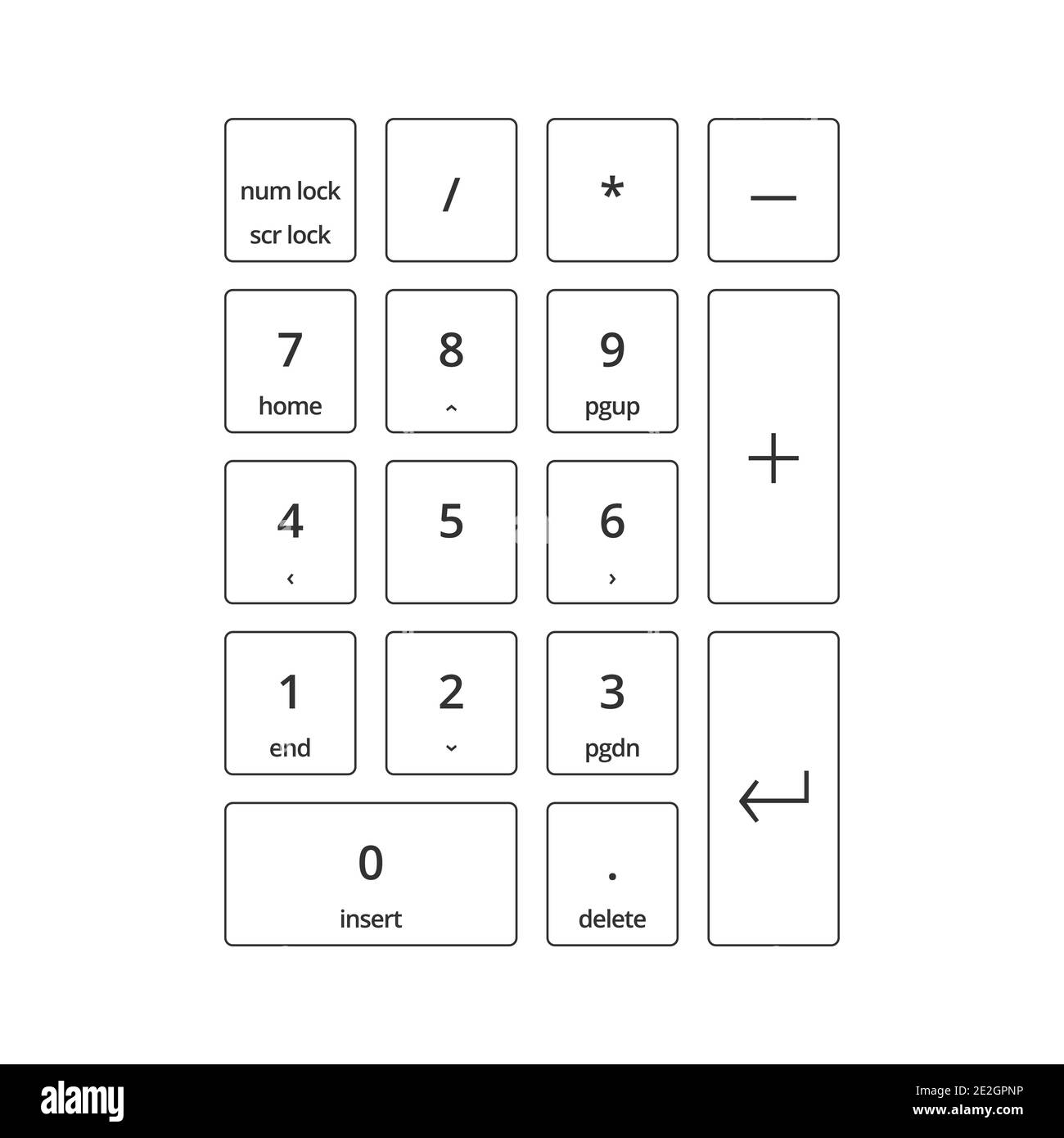 Laptop vector outline keyboard num pad on white Stock Vector Image ...