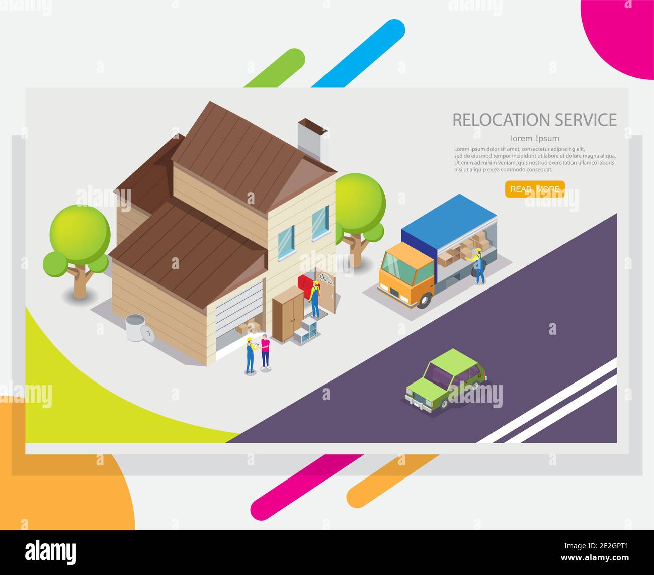 Relocation service vector web banner design template Stock Vector Image ...