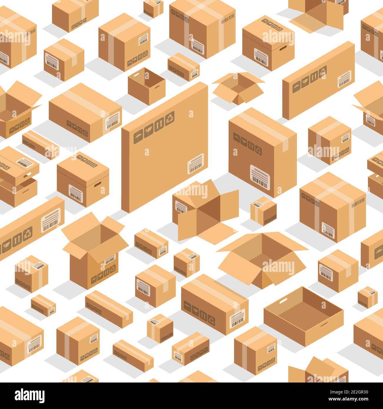 Cardboard boxes in line Stock Vector Images - Alamy