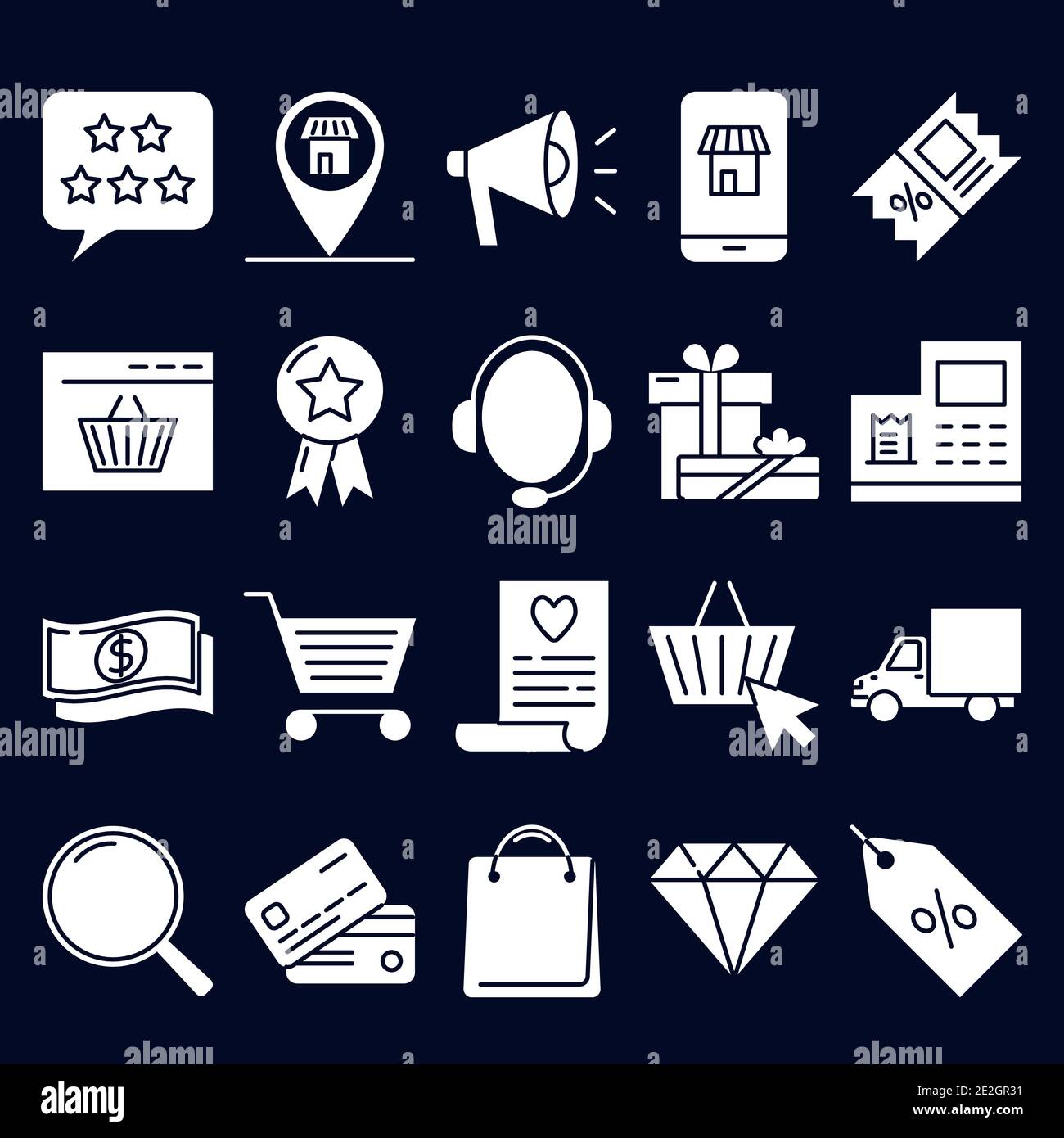 Online shopping icon set in flat style. Mobile commerce symbols ...