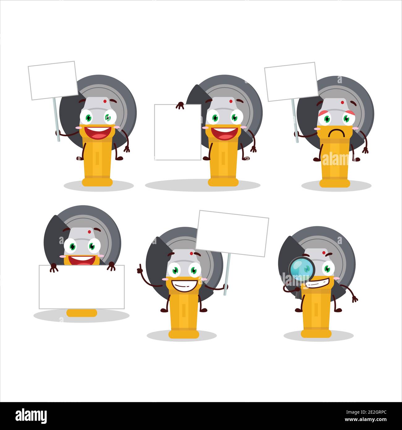 Grinder cartoon in character bring information board. Vector ...