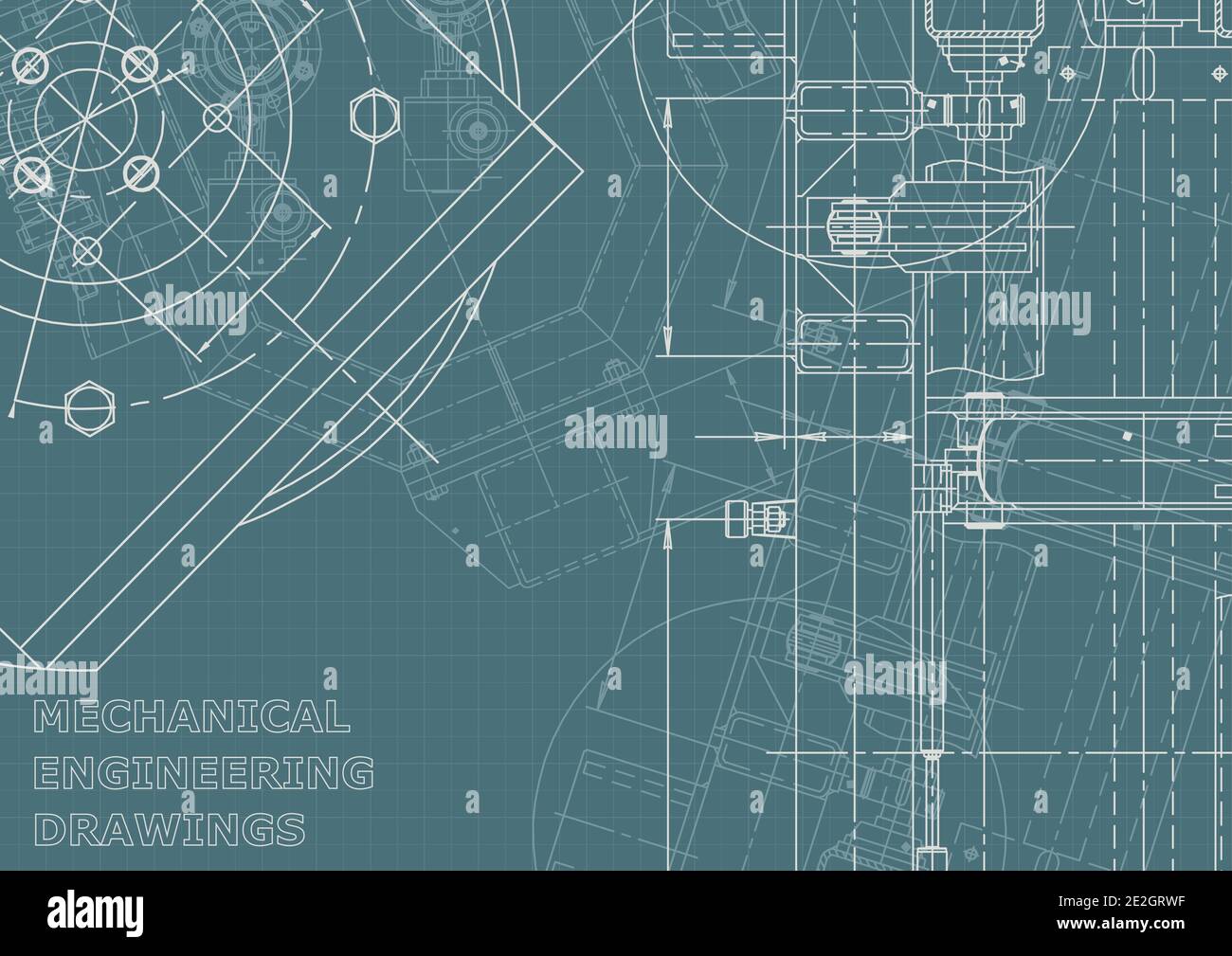 Vector engineering illustration. Instrument-making Corporate Identity. Computer aided design ...