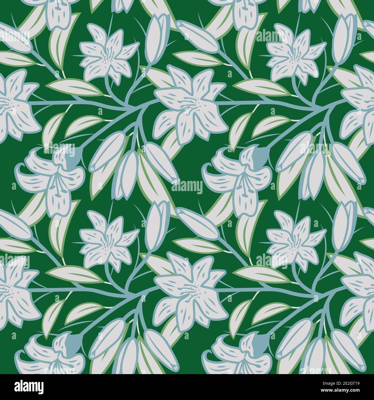 Seamless pattern with lilies. White lilies illustration Stock Vector ...