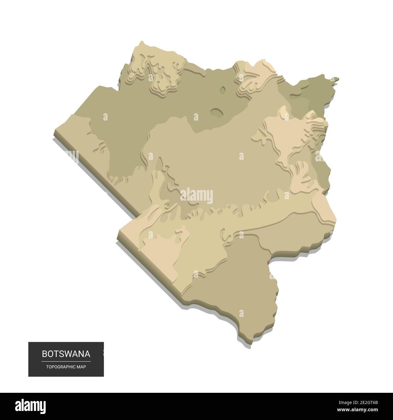 Botswana map - 3D digital high-altitude topographic map. 3D vector ...