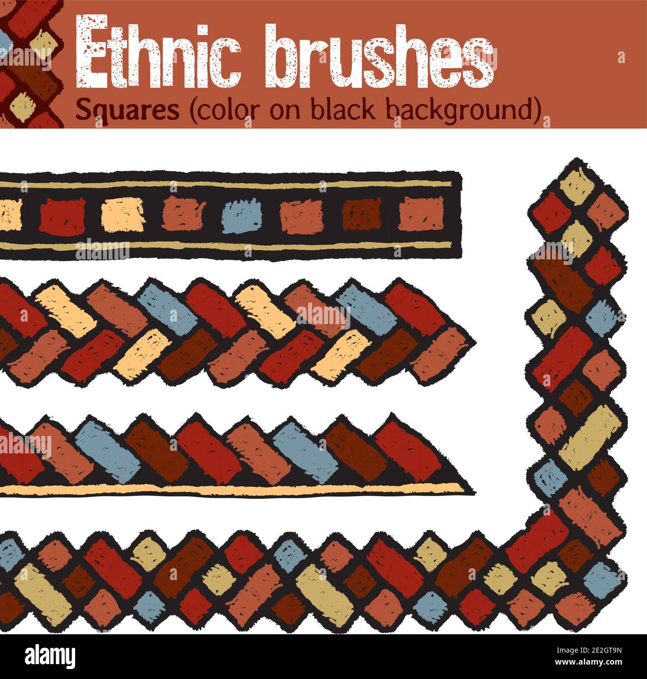 4 pattern brushes for Illustrator in tribal style, made from hand-drawn ...