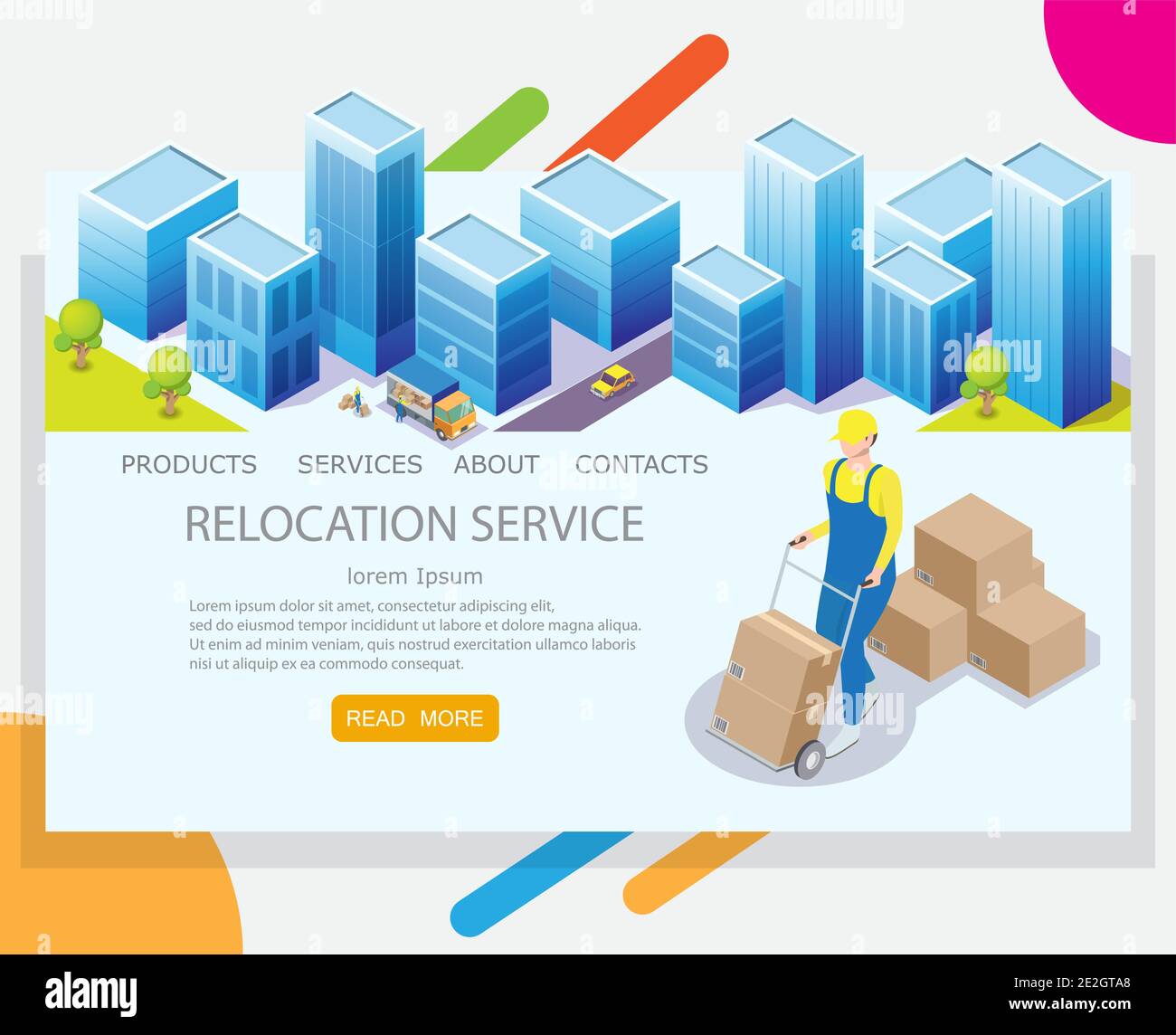 Relocation service vector website landing page design template Stock ...