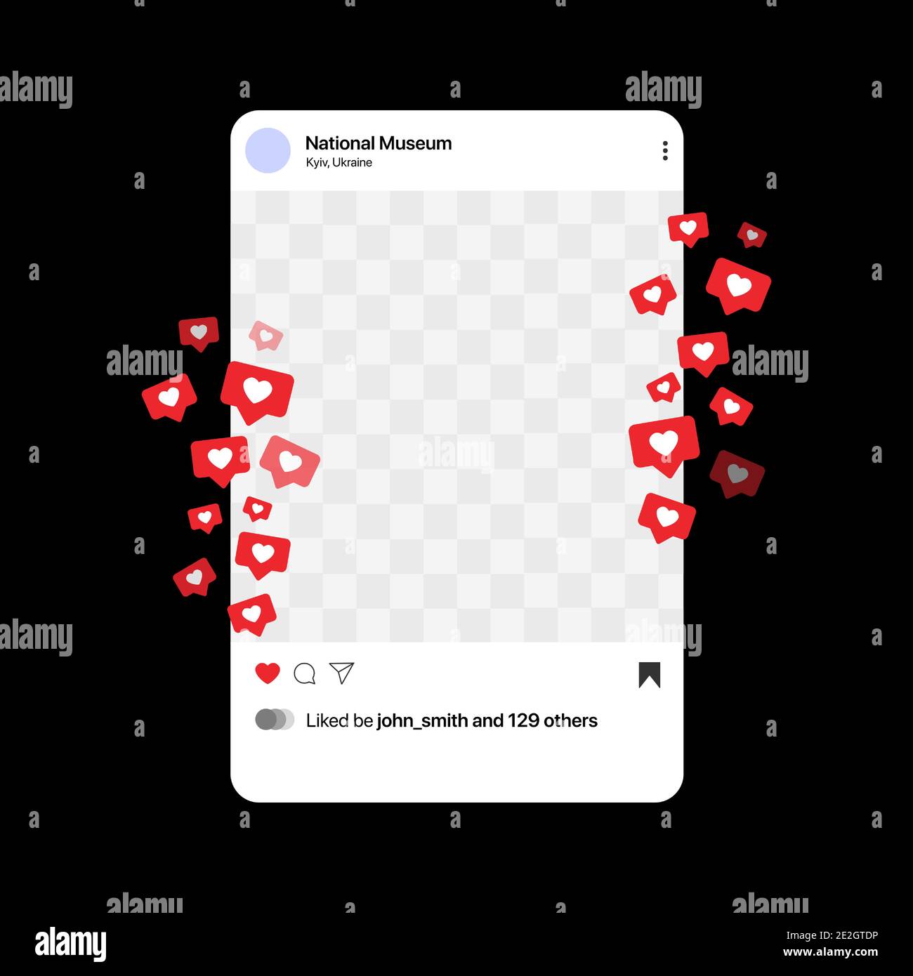 Social Media Post Interface with Likes. Transparent Background. Vector ...